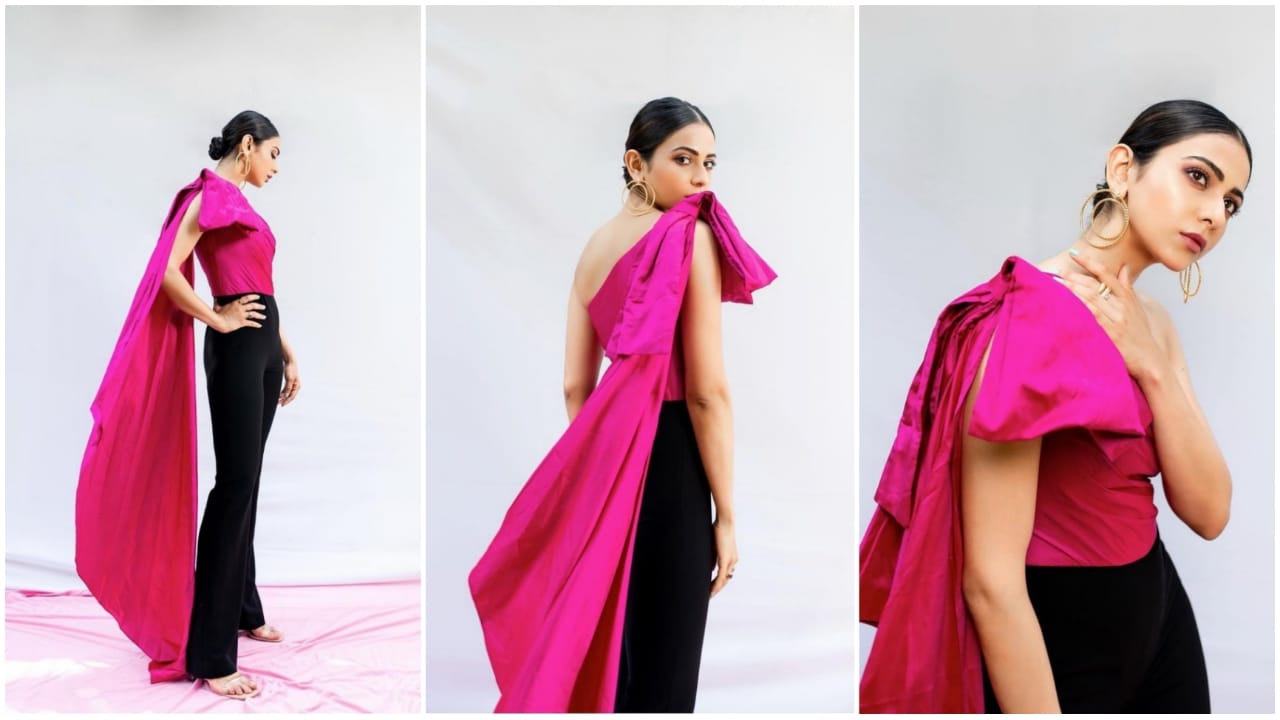 Hot Babe In Hot Pink One-Shoulder Top With Black Bottom: Rakul Preet ...