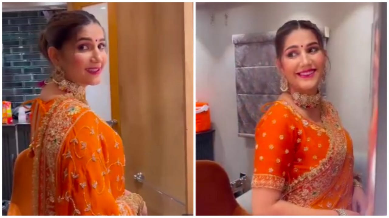 Bhojpuri actress Sapna Choudhary stuns in heavily embellished orange ...